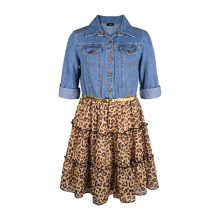 Click here for Lilt Little & Big Kid Girls Long Sleeve Midi Leopa... prices