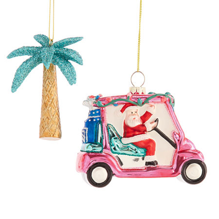 Click here for North Pole Trading Co. Plam Tree And Gold Cart Set... prices