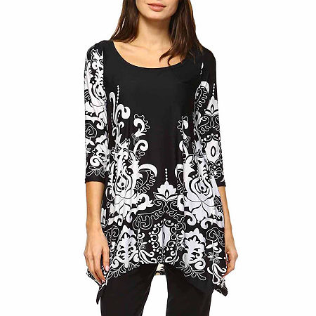 Click here for White Mark Yanette Womens Scoop Neck 3/4 Sleeve Tu... prices