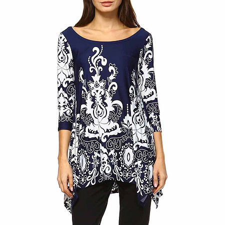 Click here for White Mark Yanette Womens Scoop Neck 3/4 Sleeve Tu... prices