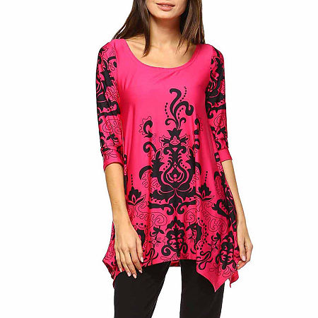 Click here for White Mark Yanette Womens Scoop Neck 3/4 Sleeve Tu... prices