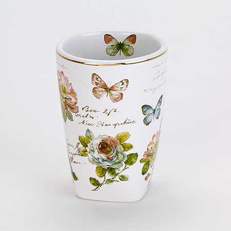 Avanti Butterfly Garden Ceramic Tumbler - White