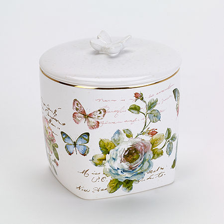 Avanti Butterfly Garden Ceramic Covered Jar - White