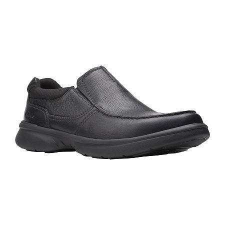 Clarks Mens Bradley Free Leather Slip-On - Black Tumble