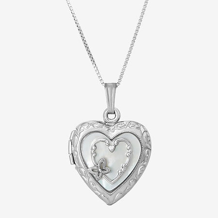 Click here for Womens White Sterling Silver 18 Inch Locket Neckla... prices