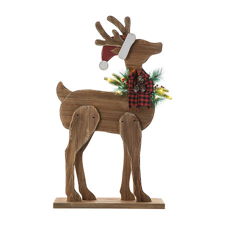 Click here for Glitzhome Chunky Wood Reindeer Decor Christmas Por... prices