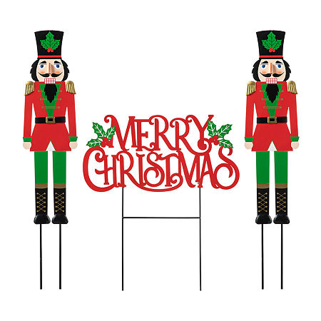 Click here for Glitzhome Set Of 3 Metal Nutcracker Christmas Yard... prices