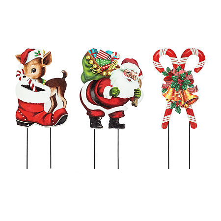 Click here for Glitzhome Set Of 3 Metal Glitter Santa Christmas Y... prices