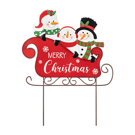 Click here for Glitzhome Metal Snowmen Riding Sleigh Christmas Ya... prices
