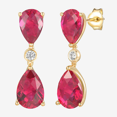 Click here for Womens Gemstone 14K Gold Over Silver Pear Drop Ear... prices