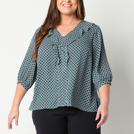 Click here for Liz Claiborne Womens Plus V Neck 3/4 Sleeve Blouse... prices