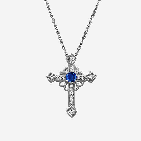 Click here for Womens Diamond Accent Gemstone 10K White Gold Cros... prices