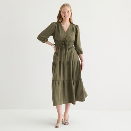 Click here for Be by CHETTA B Womens 3/4 Sleeve Midi Fit + Flare... prices