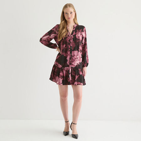 Click here for Be by CHETTA B Womens Long Sleeve Floral Shift Dre... prices