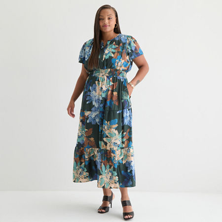 Click here for Be by CHETTA B Womens Plus Short Sleeve Floral Max... prices