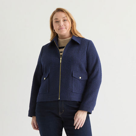 Liz Claiborne Womens Plus Lightweight Work Jacket  4x  Blue