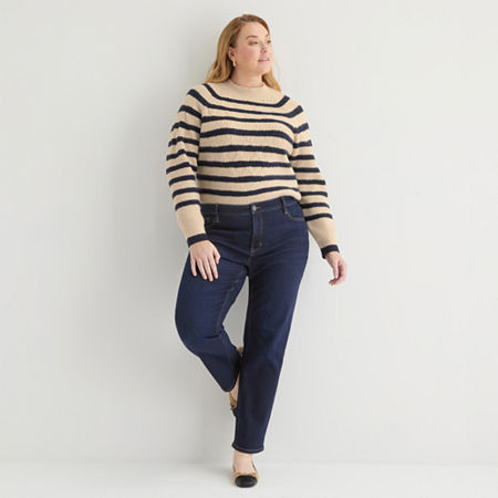 Click here for Liz Claiborne Plus Womens High Rise Straight Leg J... prices
