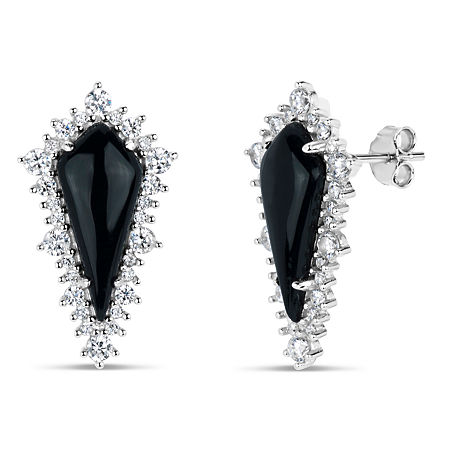 Click here for Black Onyx Sterling Silver 21mm Curved Stud Earrin... prices