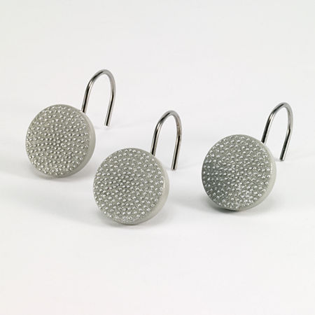 Avanti Dotted Circle Textured Resin 12-Pc. Shower Curtain Hooks - Blue/Silver