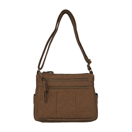 Bueno of California Medium Double Zip Crossbody Bag  One Size  Brown