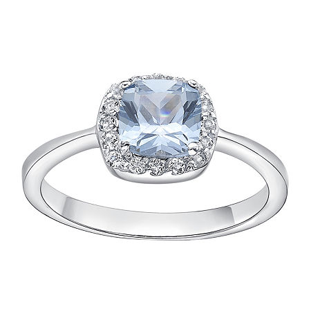 Click here for Cushion-Cut Simulated Aquamarine and Genuine White... prices