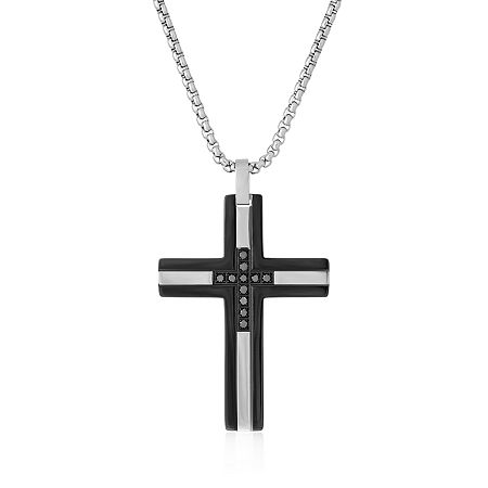 Click here for Mens 1/6 CT. T.W. Diamond Black Stainless Steel Cr... prices