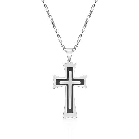 Click here for Mens Two-Tone Stainless Steel Triple Layer Cross P... prices