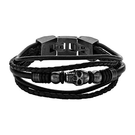 Click here for Mens Black Leather and Stainless Steel Skull Brace... prices