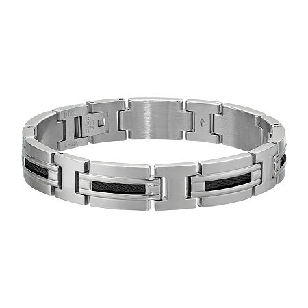 Click here for Mens Stainless Steel Railroad Link Bracelet  One S... prices