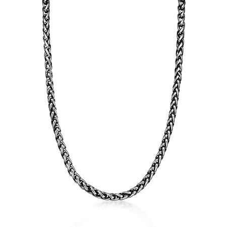 Click here for Mens Stainless Steel & Black IP 24 8mm Wheat Chain... prices