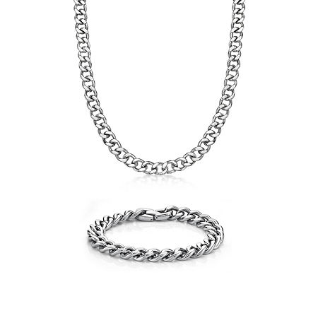 Click here for Mens Stainless Steel 12mm Chunky Curb Chain & Brac... prices