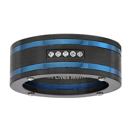 Click here for Mens 9M Cubic Zirconia Stainless Steel Round Band... prices