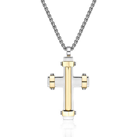 Click here for Mens Stainless Steel Cross 24 Inch Pendant Necklac... prices