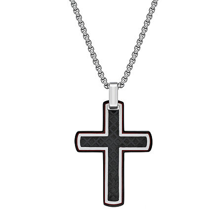 Click here for Mens Stainless Steel Cross 24 Inch Pendant Necklac... prices