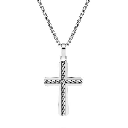Click here for Mens Stainless Steel Cross 24 Inch Pendant Necklac... prices