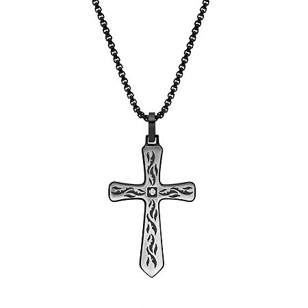 Click here for Mens White Cubic Zirconia Sterling Silver Cross 24... prices