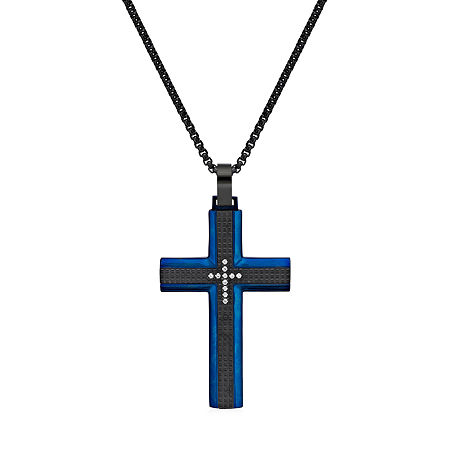 Click here for Mens White Cubic Zirconia Stainless Steel Cross 24... prices