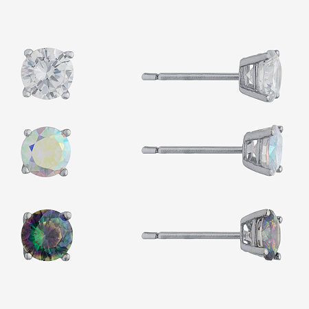 Athra Sterling Silver 3pc. 5mm CZ Stud Earrings Set
