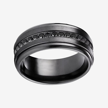 Click here for Mens Comfort Fit 9mm Black Titanium and Cubic Zirc... prices
