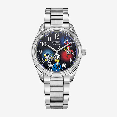 Citizen Eco-Drive Unisex Disney Donald Duck Stainless Steel Bracelet Watch 40mm Gift Set