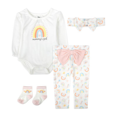 Baby Essentials Baby Girls 4-pc. Baby Clothing Set, Color: White Multi ...