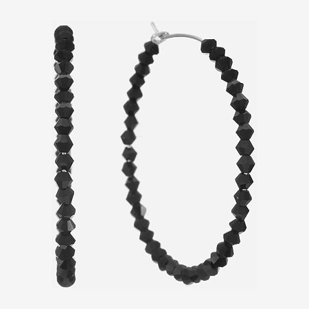 Click here for Mixit Womens Black 43mm Hypoallergenic Hoop Earrin... prices