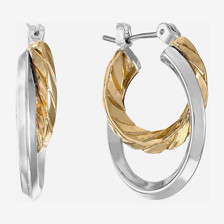 Click here for Liz Claiborne Two-Tone 2-Row Hoop Earrings  One Si... prices