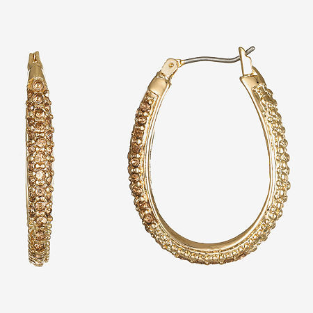 Click here for Monet Gold-Tone Crystal Oval Hoop Earrings  One Si... prices