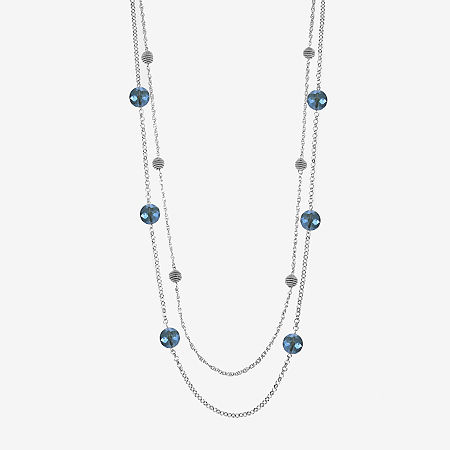 Click here for Monet Blue Stone Silver-Tone Station Necklace  One... prices