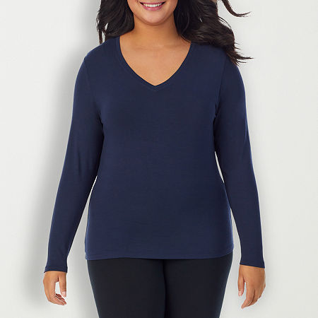 Click here for Cuddl Duds Womens Softwear V-Neck-Plus V Neck Long... prices