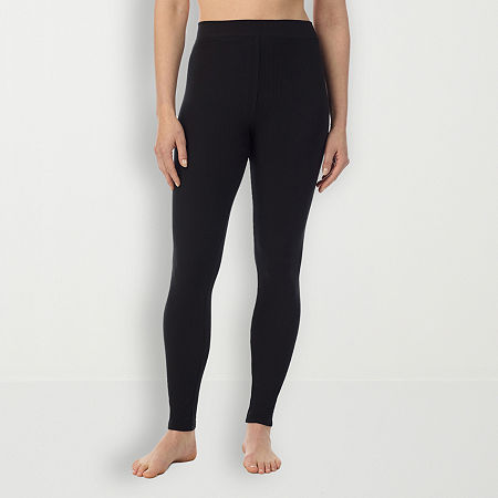 Cuddl Duds Stretch Rib Highwaist Tag Free Thermal Legging  Medium  Black