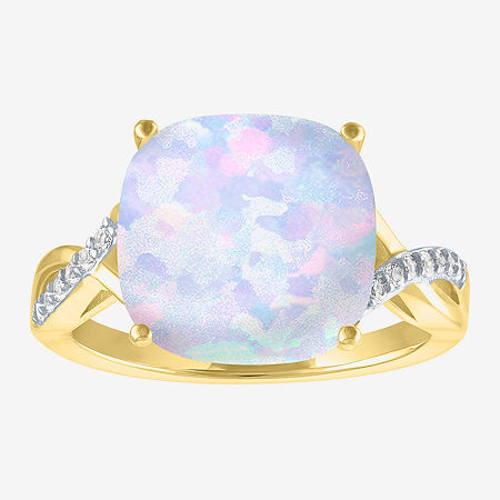 Click here for Womens Lab Created White Opal 14K Gold Over Silver... prices