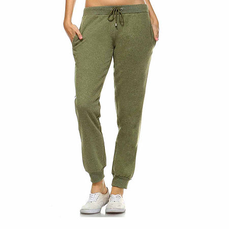 White Mark Amazingly Soft Womens Cuffed Mid Rise Classic Fit Knit Jogger Pant  Medium  Green