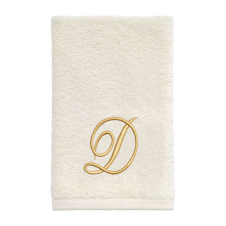 Avanti Monogram Initial Script Ivory & Gold Fingertip Towel  11 x 18 - D